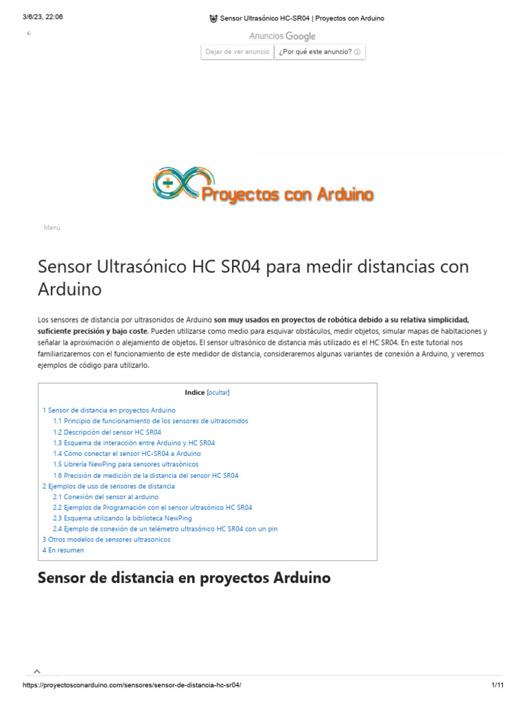 SENSOR DISTANCIA | PDF | Sensor | Arduino