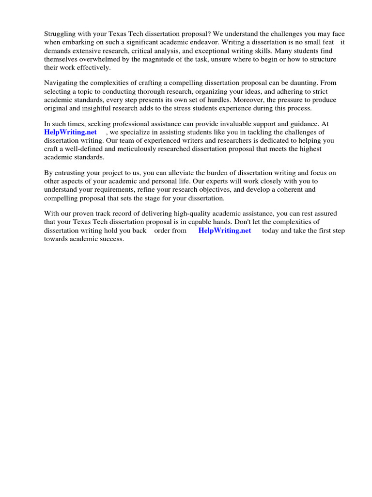 Texas Tech Dissertation Proposal | PDF | Thesis | Essays
