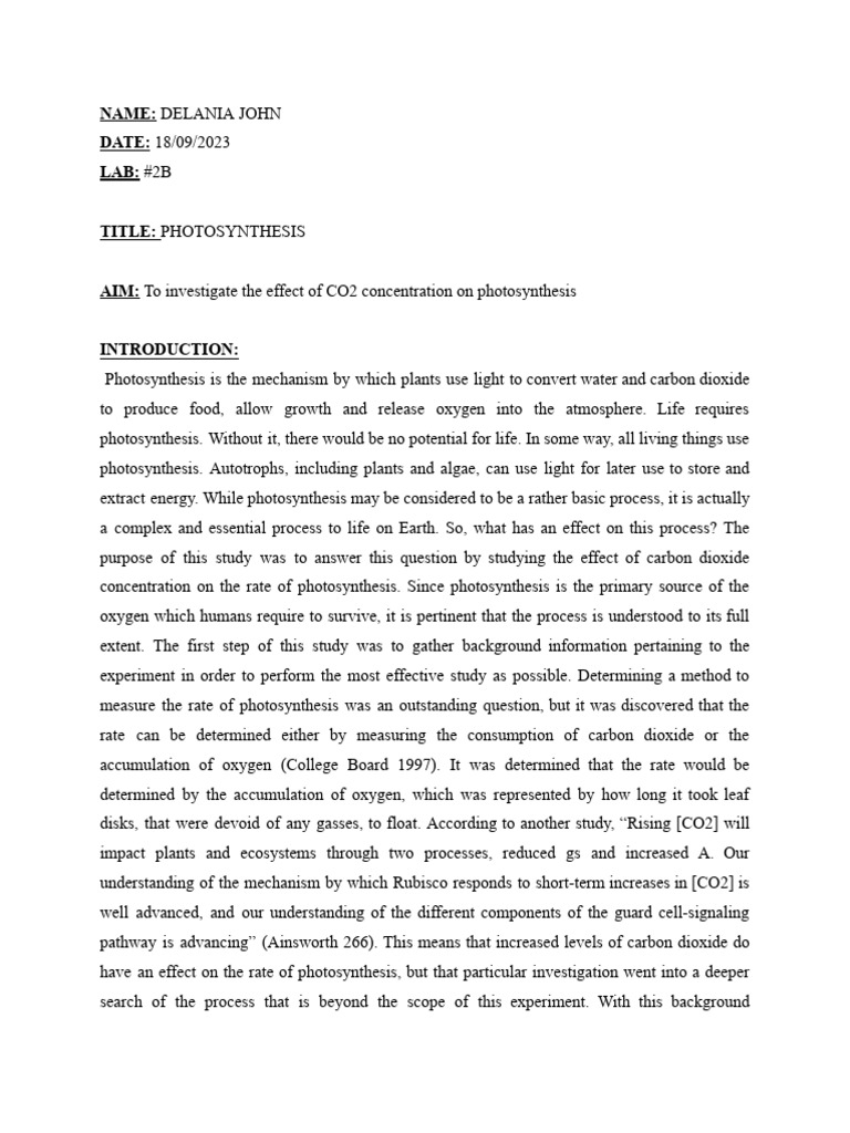 PHOTOSYNTHESIS #2B | PDF