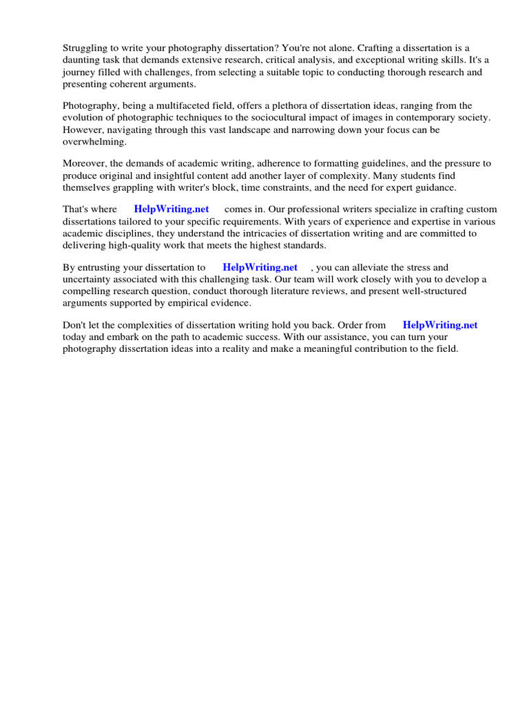 Photography Dissertation Ideas | PDF | Thesis | Essays