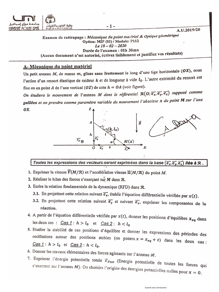 Mecanique Du Point Correction-2 | PDF