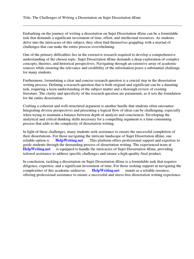 Sujet Dissertation 4eme | PDF | Thesis | Critical Thinking