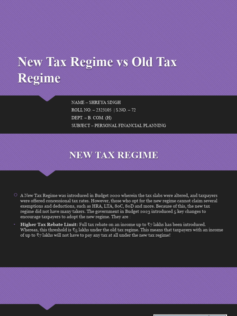 New Tax Regime Vs Old Tax Regime | PDF | Taxes | Tax Deduction