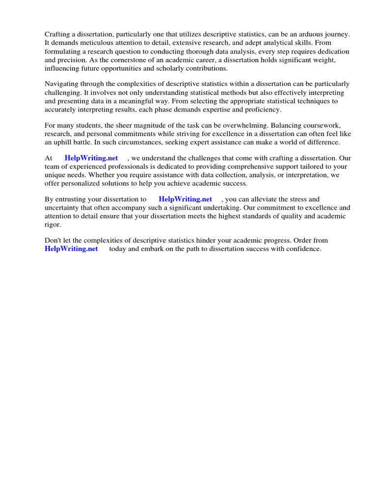 Dissertation Using Descriptive Statistics | PDF | Statistics | Data