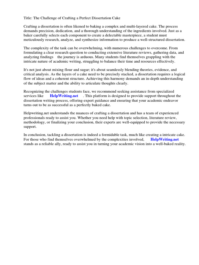 Dissertation Cake | PDF | Cakes | Desserts