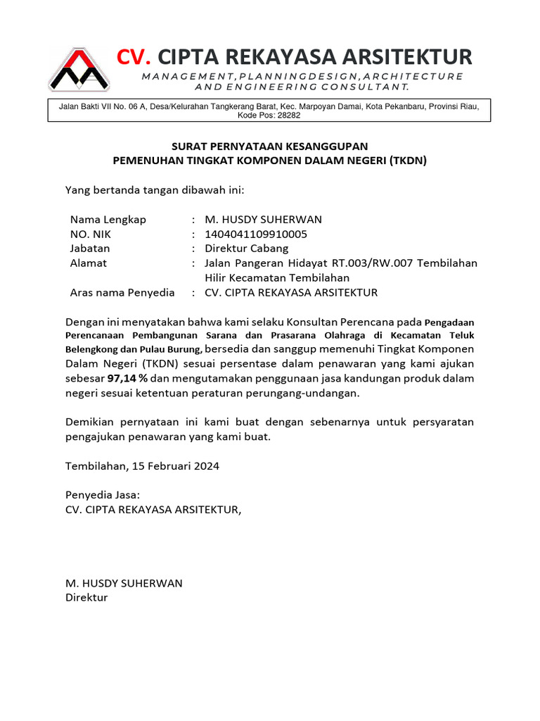 surat pernyataan TKDN | PDF