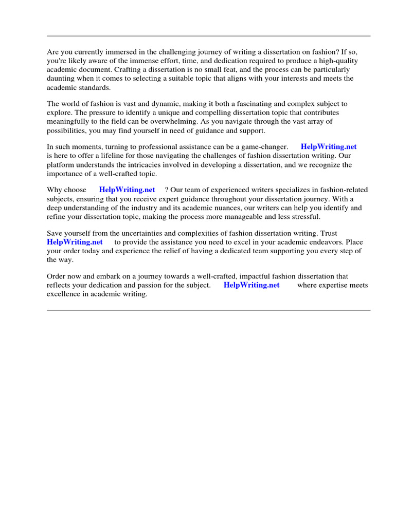Fashion Dissertation Topic Ideas | PDF | Fashion | Thesis