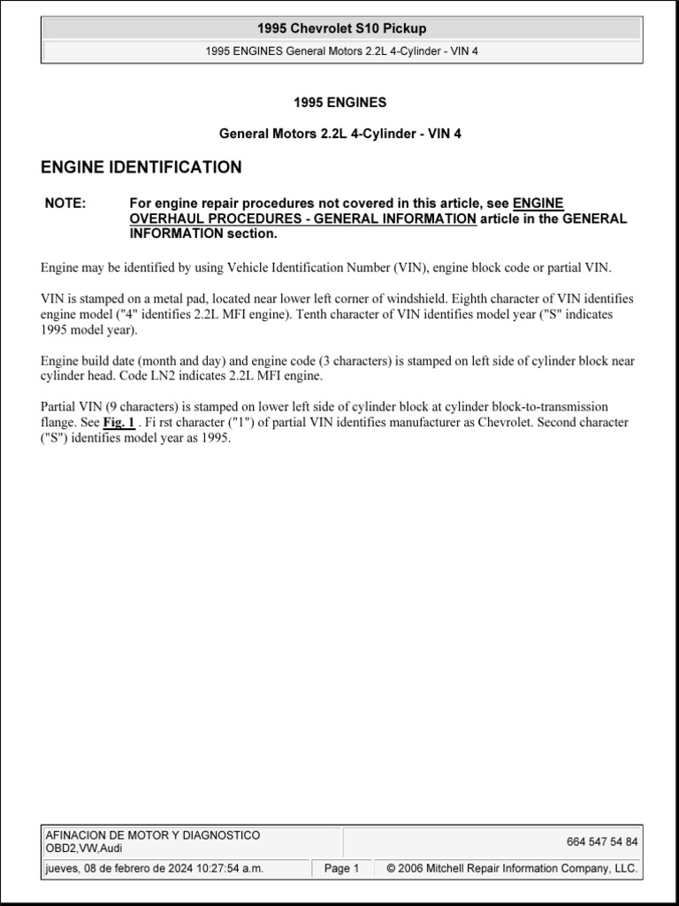 1995 Chevy S10 2.2L Engine Guide | PDF | Piston | Bearing (Mechanical)