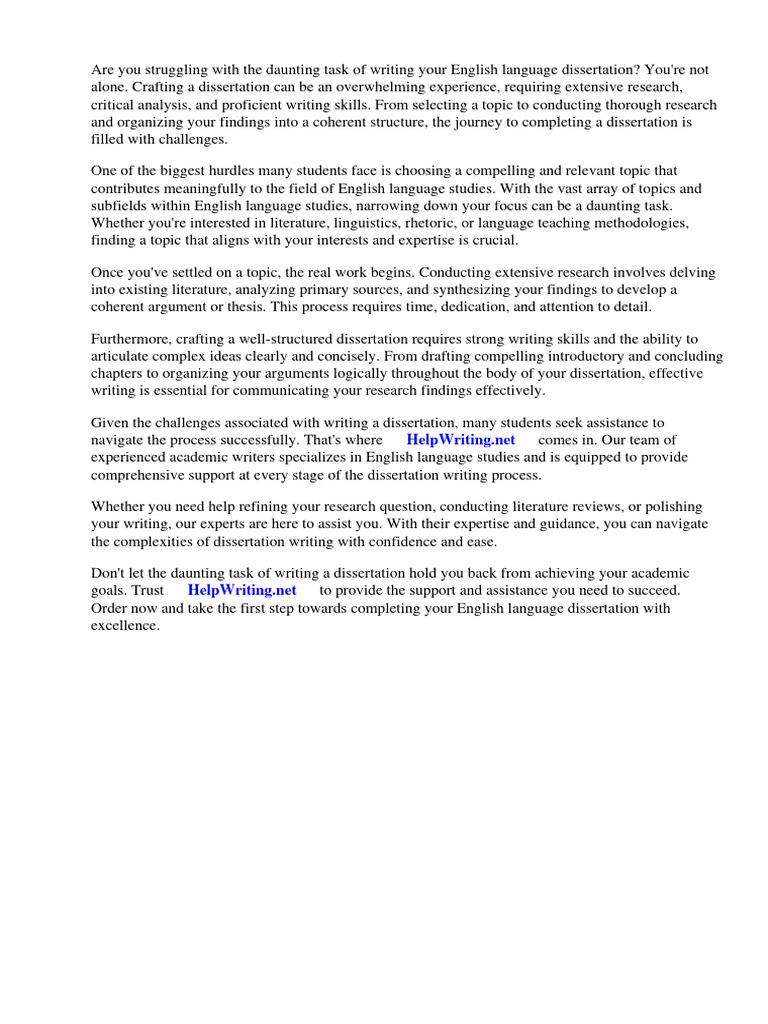 English Language Dissertation Ideas | PDF | Thesis | Expert