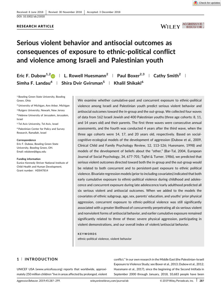 Ethnic-Political Violence and Youth Aggression | PDF | Aggression ...