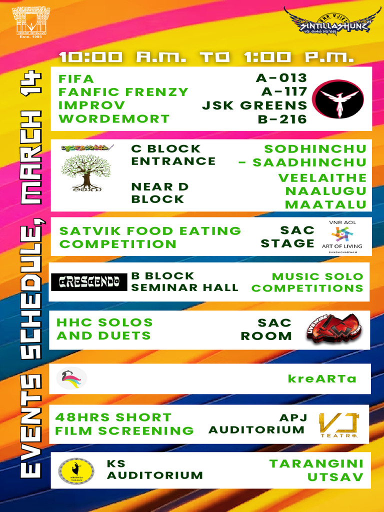 JSK Games Event Schedule March 14 | PDF