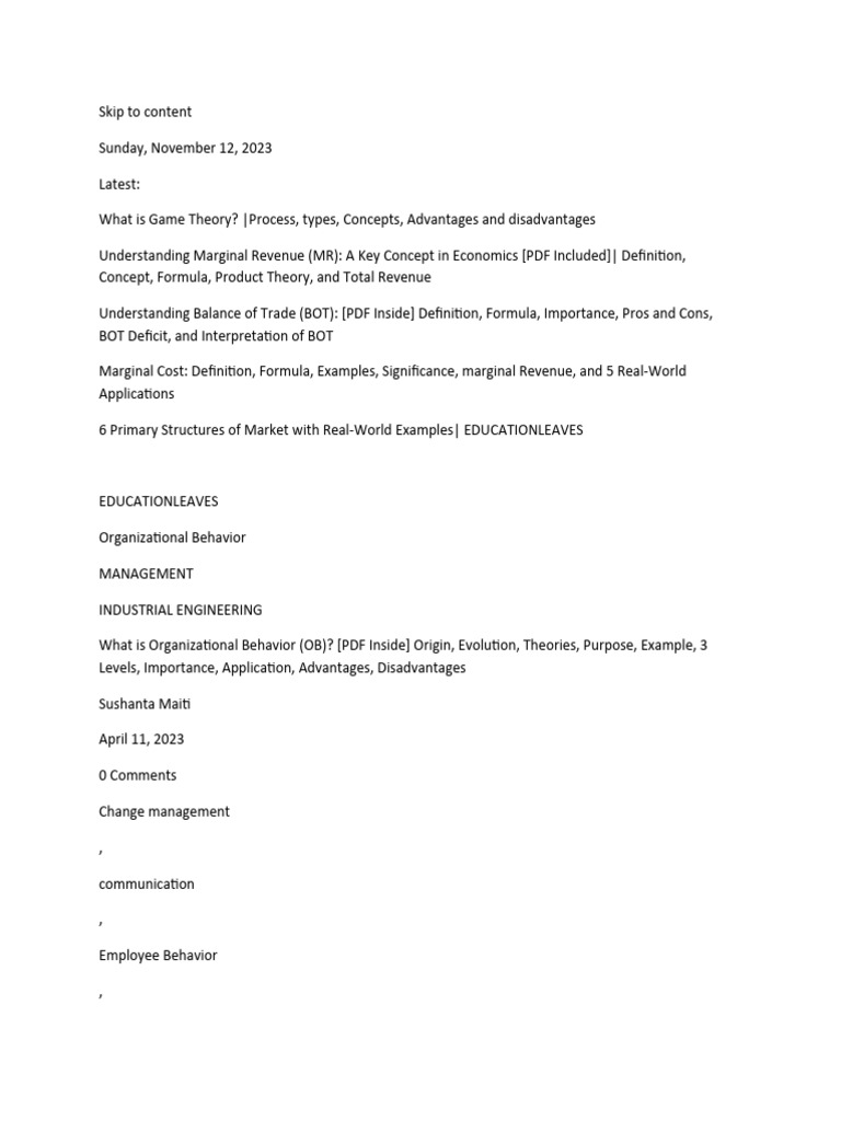 Evolution of OB | PDF | Organizational Behavior | Leadership