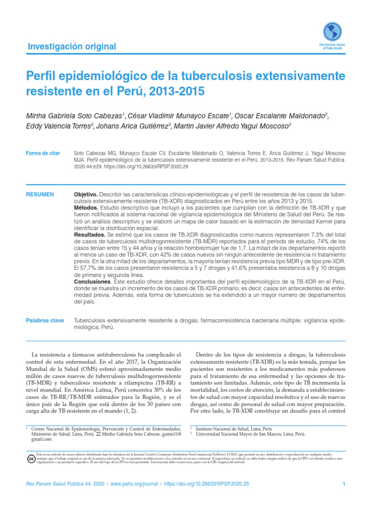 Perfil Epidemiológico de La Tuberculosis Extensivamente Resistente en ...