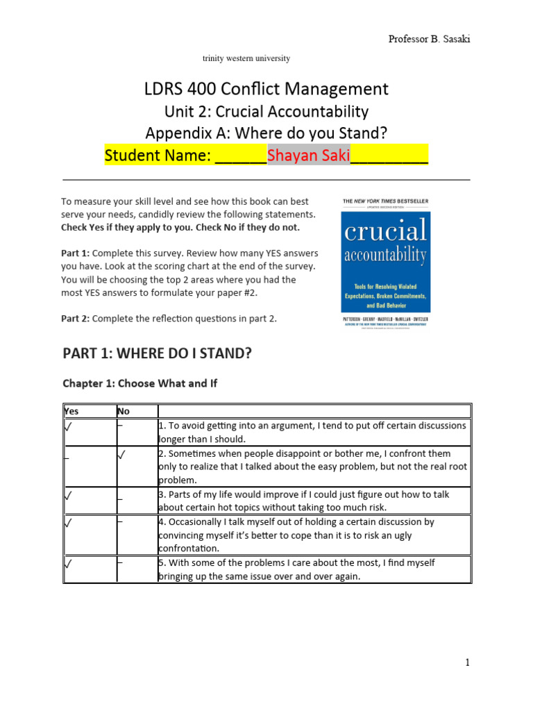 Crucial Accountability Self-Assessment | PDF | Conversation | Psychology