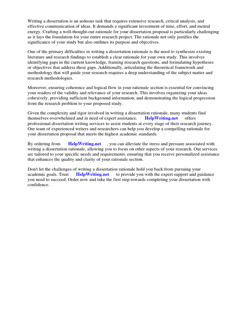 Rationale Dissertation Proposal | PDF | Thesis | Essays