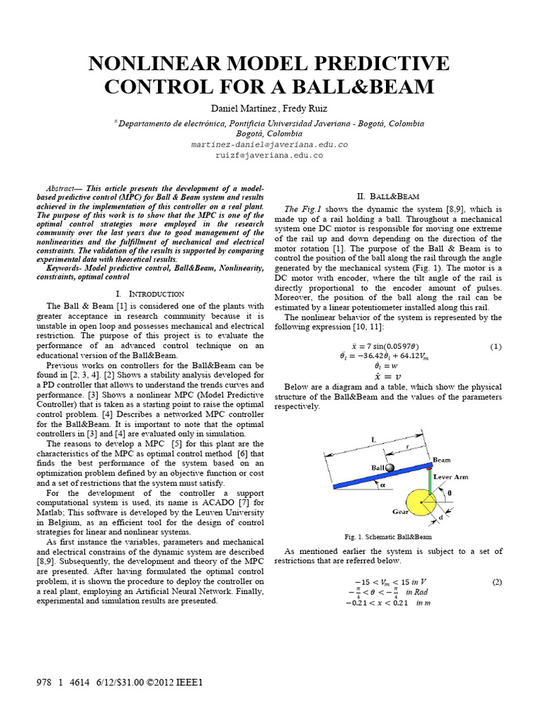 Nonlinear Model Predictive For Ball | PDF | Mathematical Optimization | Control Theory