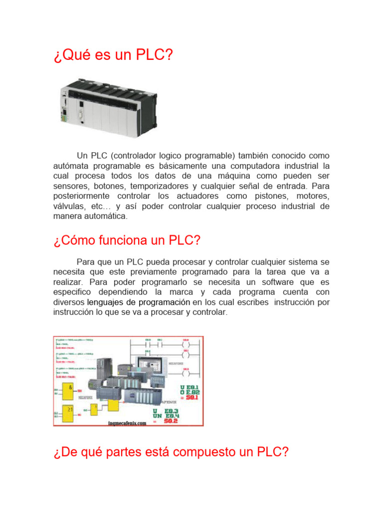 Qué Es Un PLC | PDF | Controlador lógico programable | Unidad Central ...