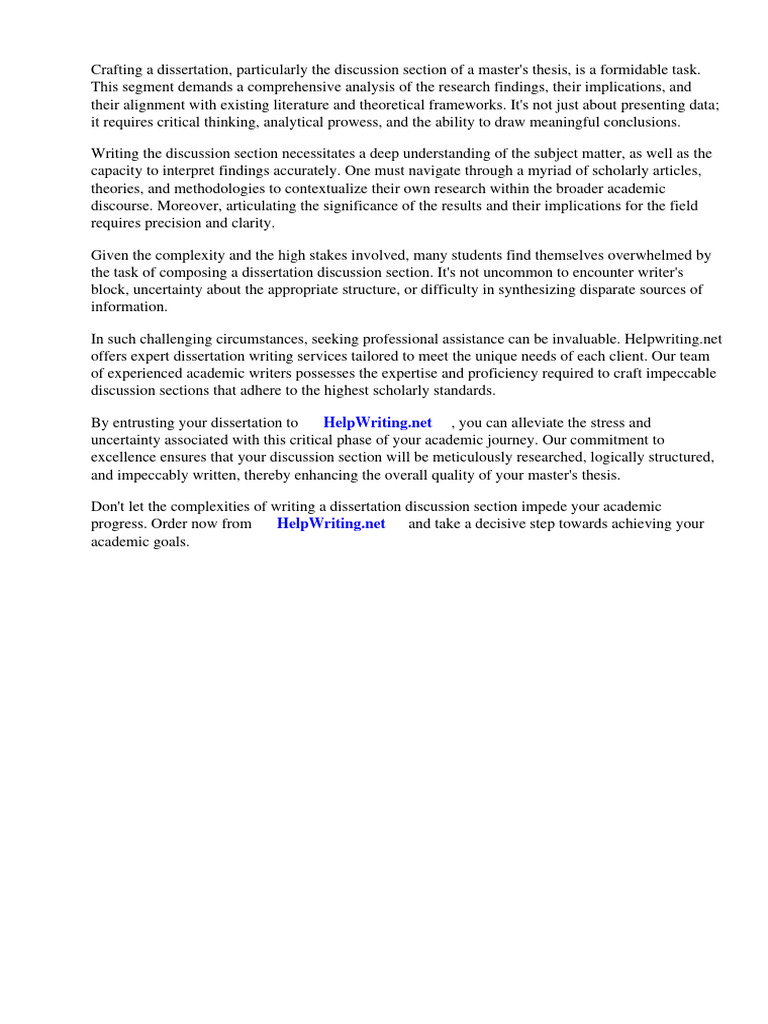 Masters Dissertation Discussion Section | PDF | Thesis | Methodology