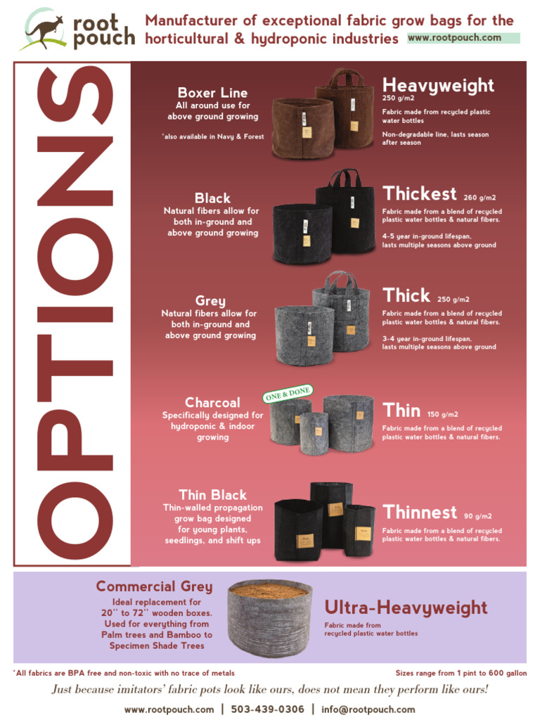 Root Pouch Options-Spec | PDF