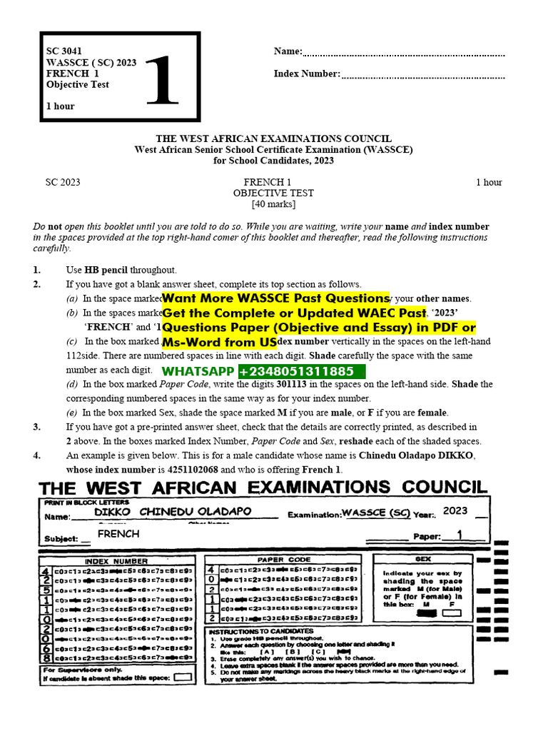 WASSCE WAEC French Past Questions PDF Download | PDF | Qualifications