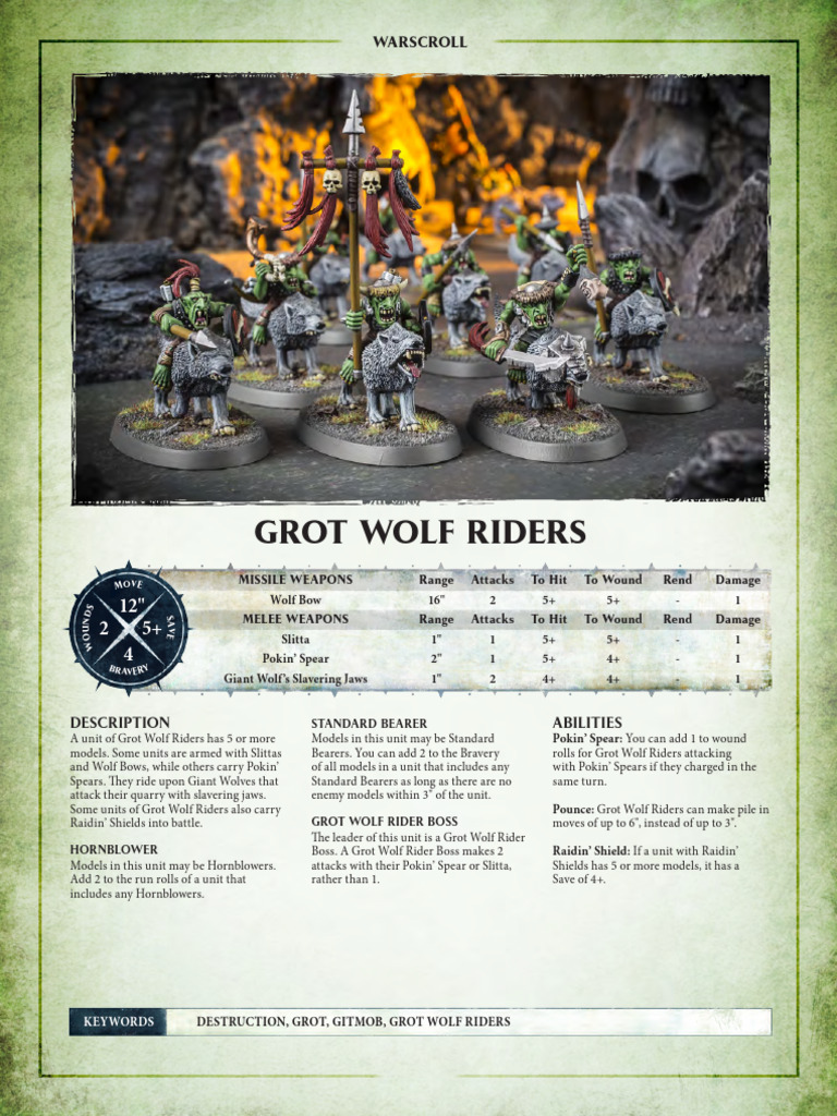 Aos Warscroll Grot Wolf Riders en | PDF