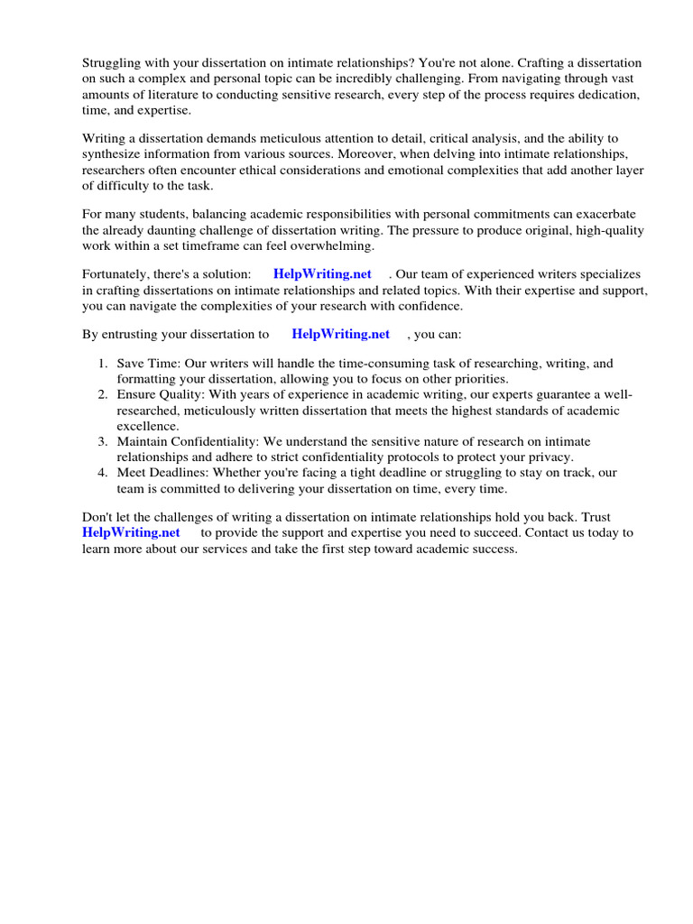 Dissertation Help on Intimate Relationships | PDF | Interpersonal Relationships | Intimate ...