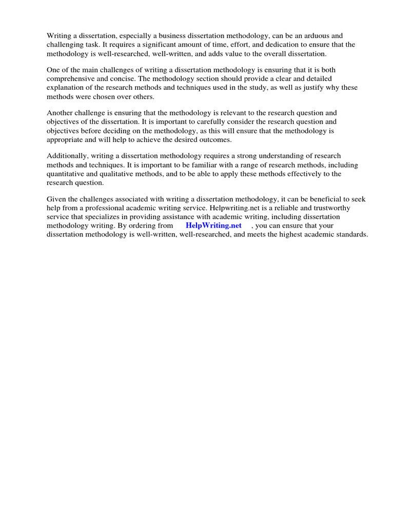 How To Write A Business Dissertation Methodology | PDF | Methodology ...