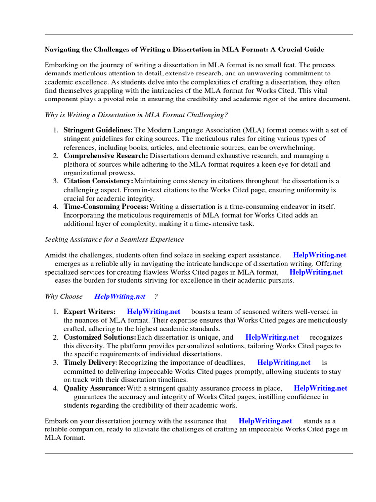 Mla Format Works Cited Dissertation | PDF | Citation | Written ...