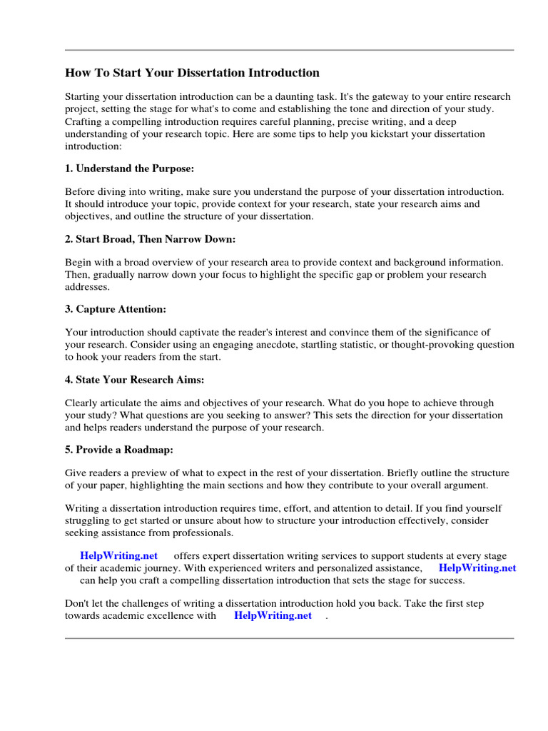 How To Start Your Dissertation Introduction | PDF