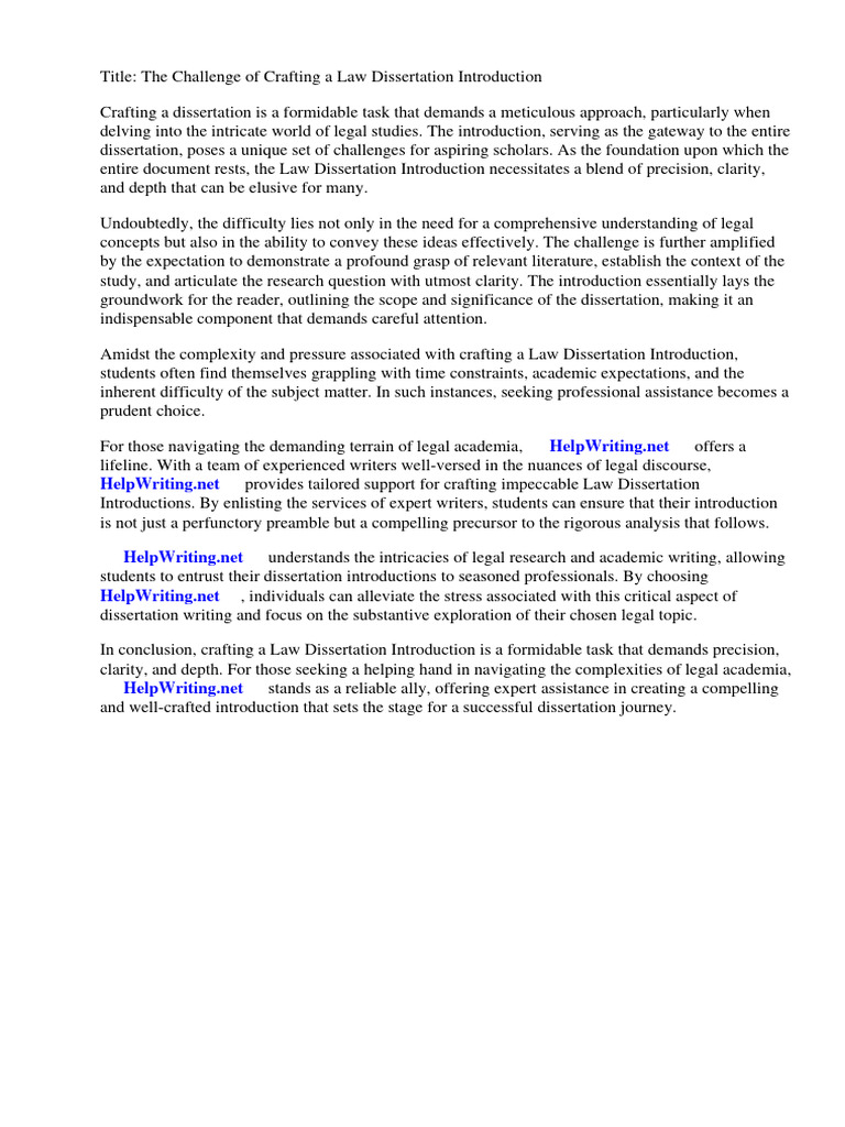 Writing A Law Dissertation Introduction | PDF | Thesis | Knowledge