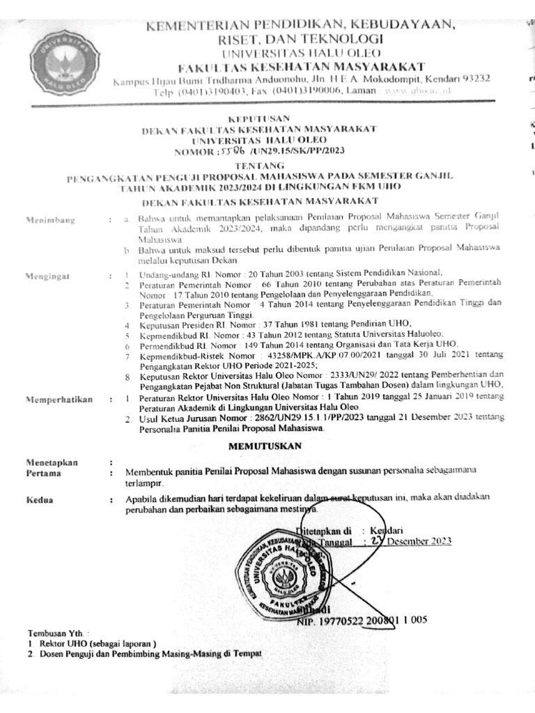SK Undangan Ujian Seminar Proposal | PDF