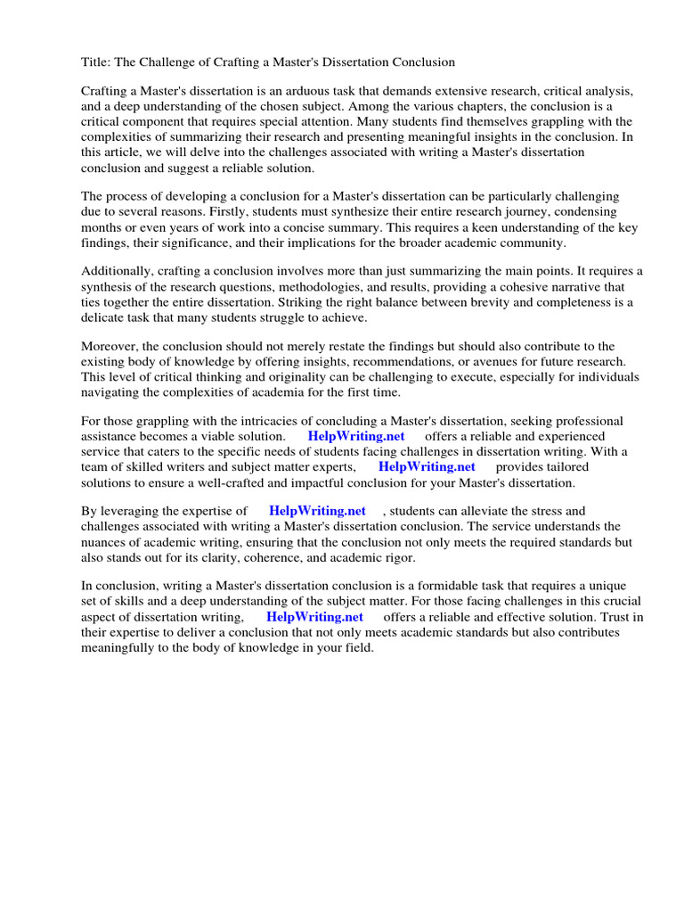 How to Write a Masters Dissertation Conclusion | PDF | Thesis | Search Engine Optimization