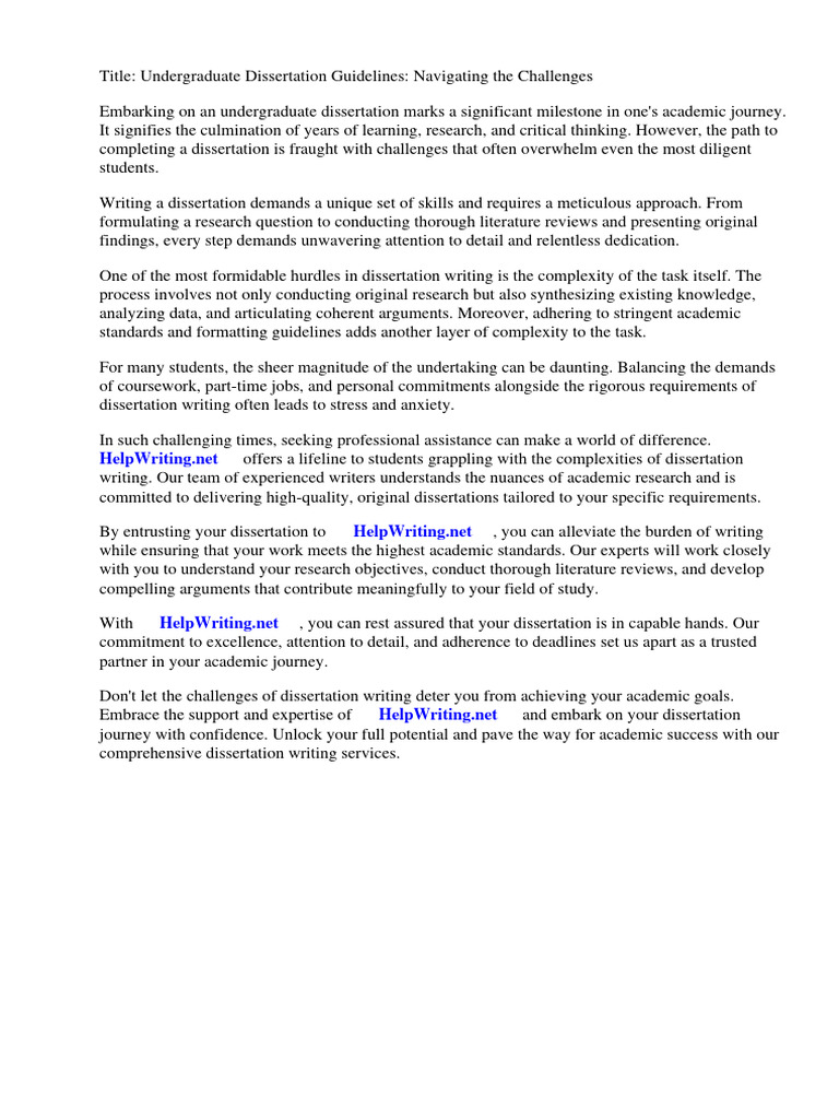 Undergraduate Dissertation Guidelines | PDF | Obesity | Thesis