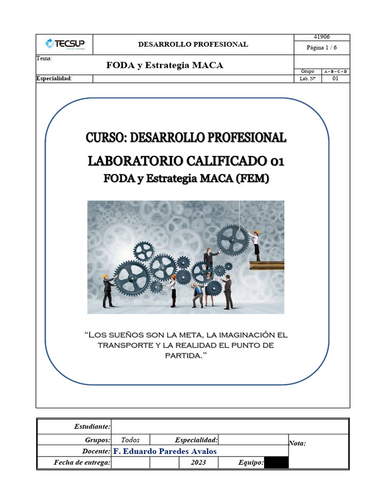Guía Lab. 01 FODA y Estrategia MACA (FEM) | PDF | Análisis FODA | Jerga corporativa