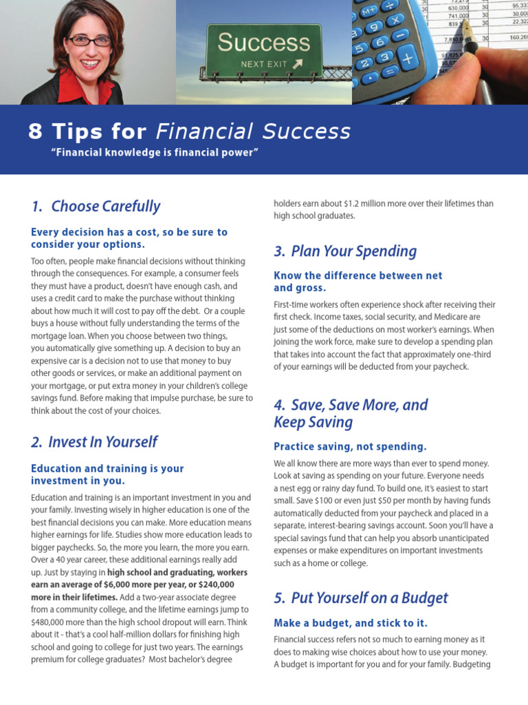 8 Tips For Financial Success | PDF | Mortgages | Investing
