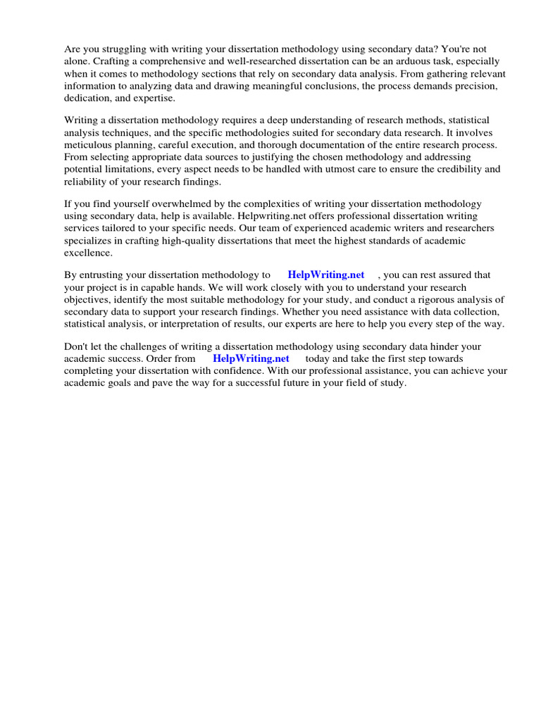 Dissertation Methodology Secondary Data | PDF | Methodology | Data
