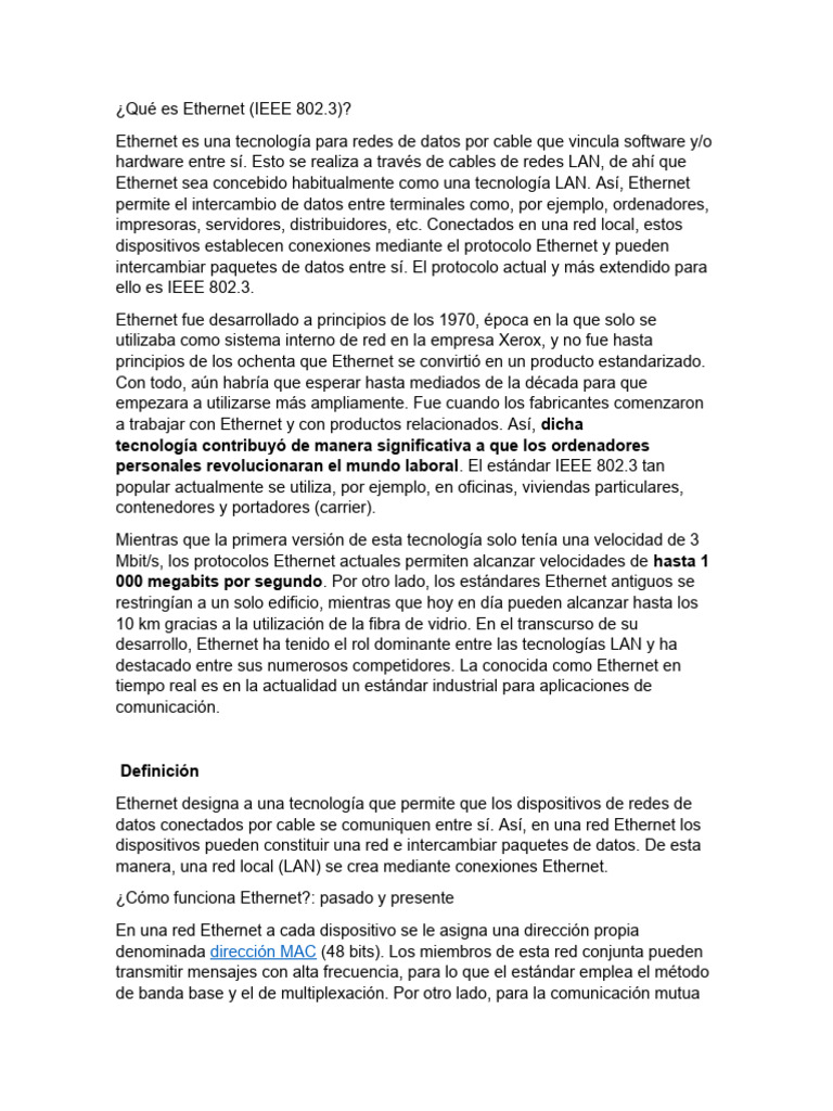 Qué es Ethernet | PDF | Ethernet | Protocolos de internet