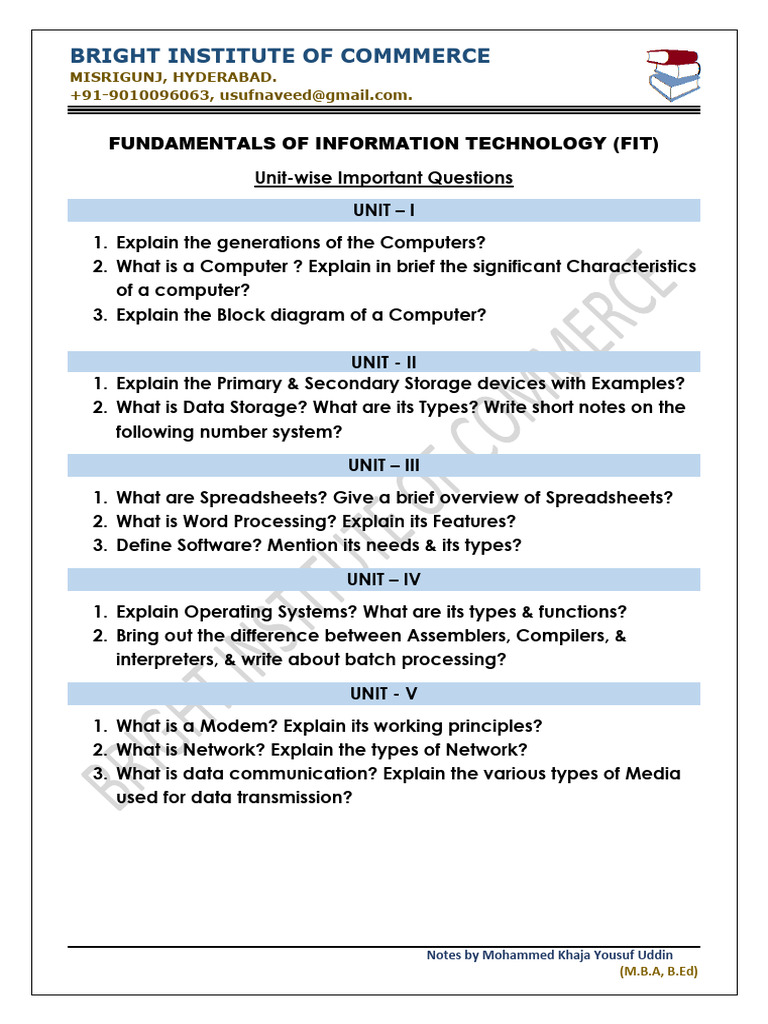 Bright Institute BCOM | PDF | Computers