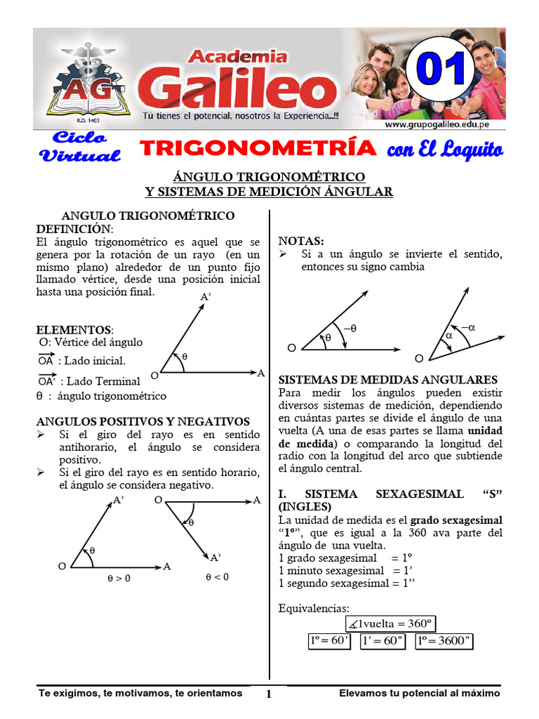 01 Galileo Poo1 Trigo Con Loquito Angulo | PDF | Ángulo | Trigonometría