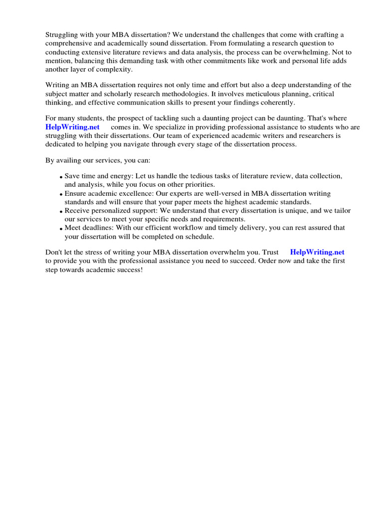 Mba Dissertation Examples PDF | Download Free PDF | Supply Chain ...