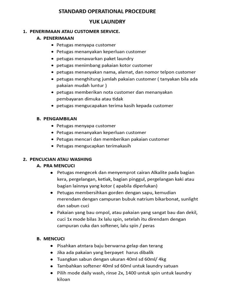 Prosedur Layanan Yuk Laundry | PDF | Griya & Taman