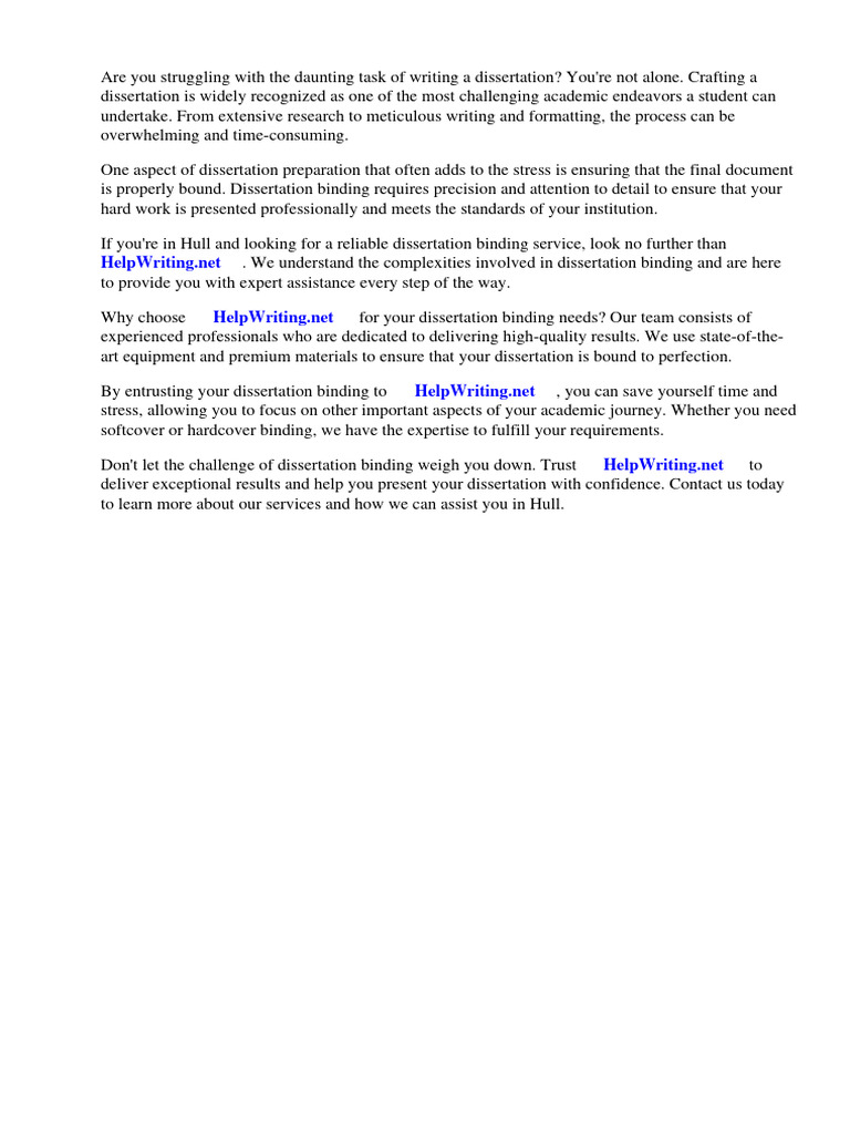 Dissertation Binding Service Hull | PDF | Bookbinding | Thesis