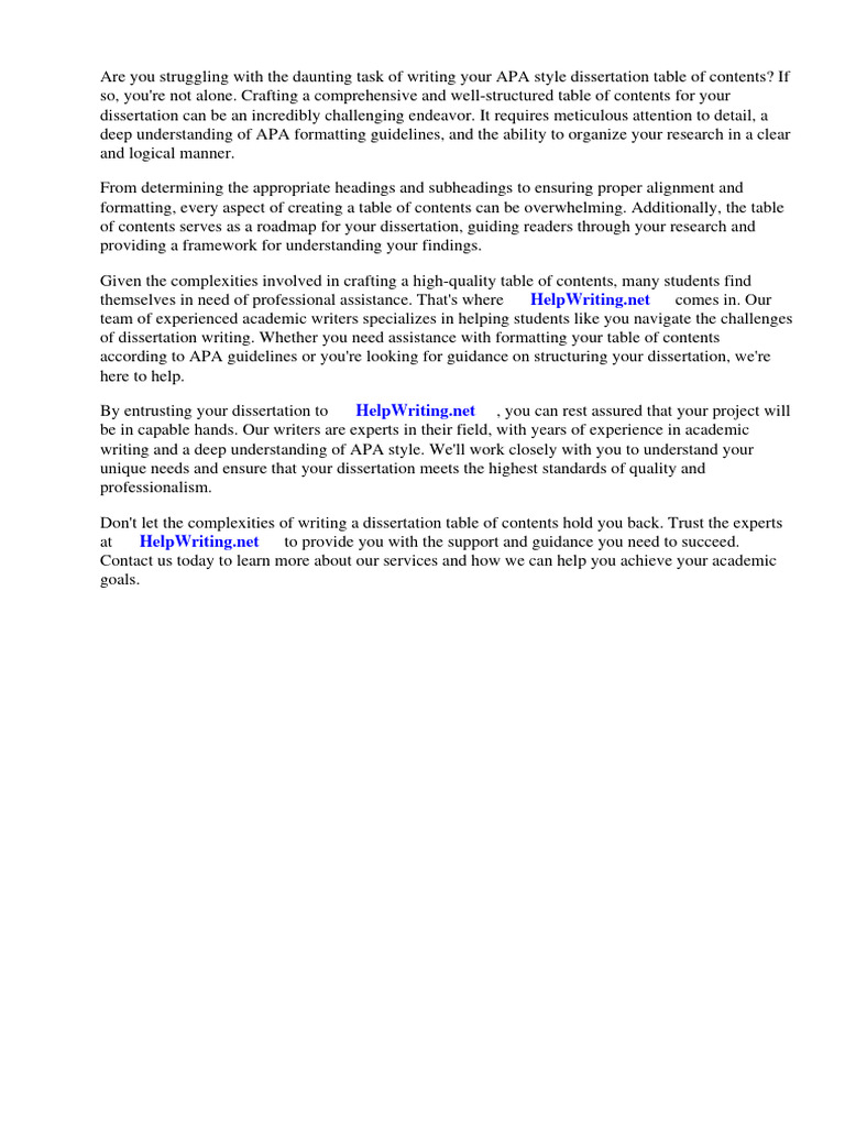 Apa Style Dissertation Table of Contents | PDF | Apa Style | Citation Apa Style Dissertation Table of Contents | PDF | Apa Style | Citation