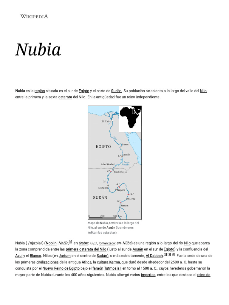 Nubia - Wikipedia, La Enciclopedia Libre | PDF