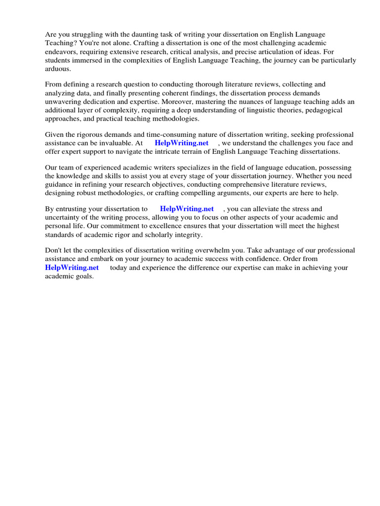 Dissertation On English Language Teaching | PDF | Thesis | English As A ...