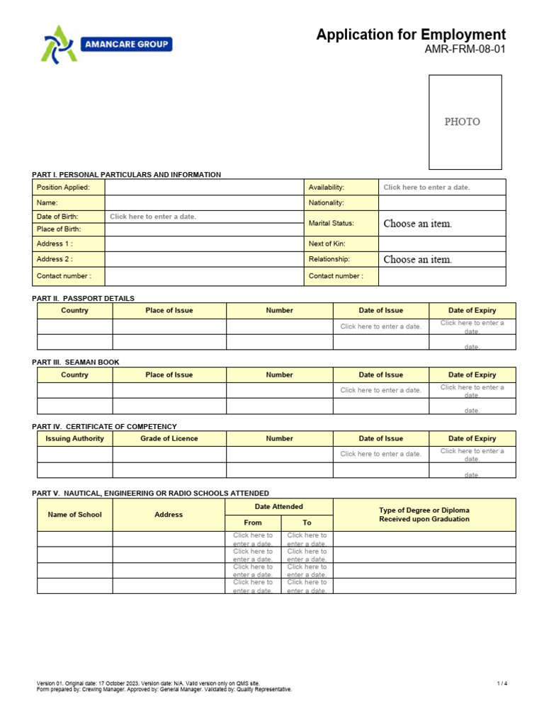 Employment Application Form AMR-FRM-08-01 | PDF | Justice | Crime ...