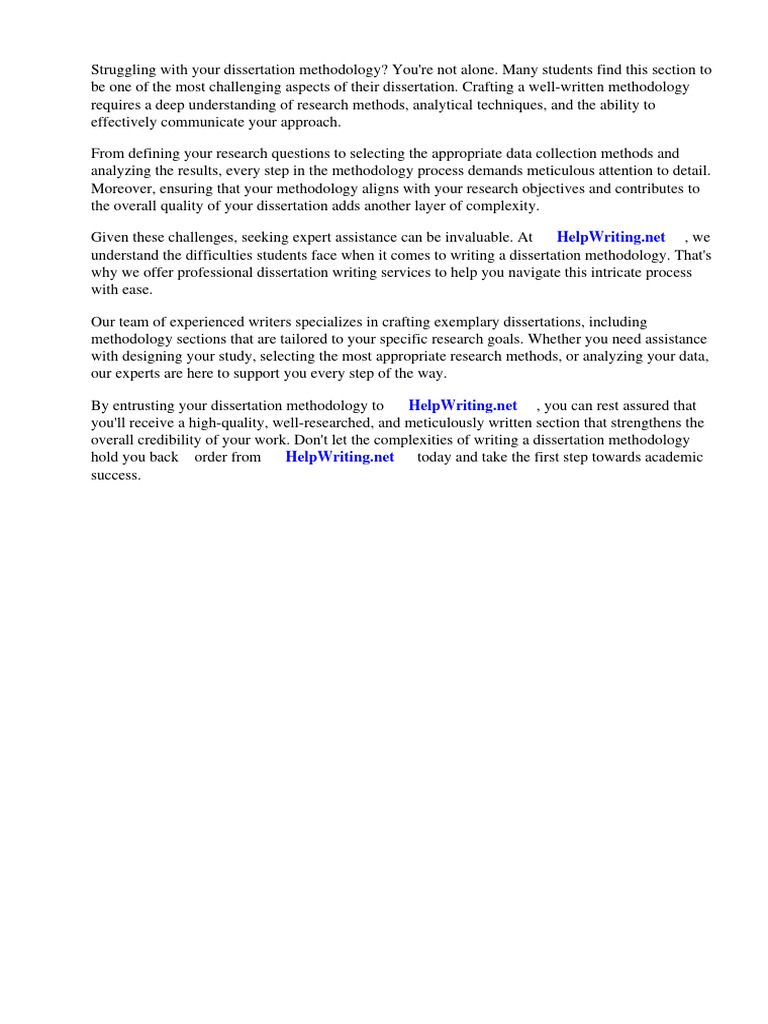 Example of a Good Dissertation Methodology | PDF