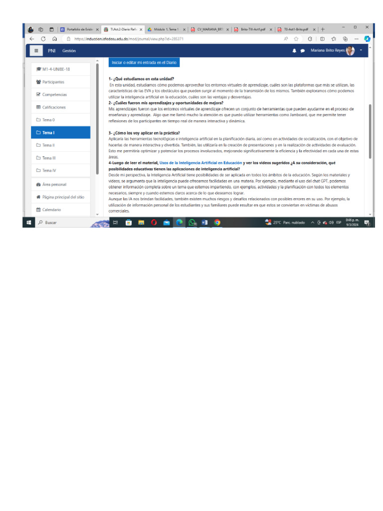 TI - Act.2-Diario Reflexivo Tema I | PDF