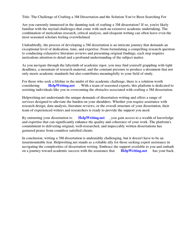 3m Dissertation | PDF | Thesis