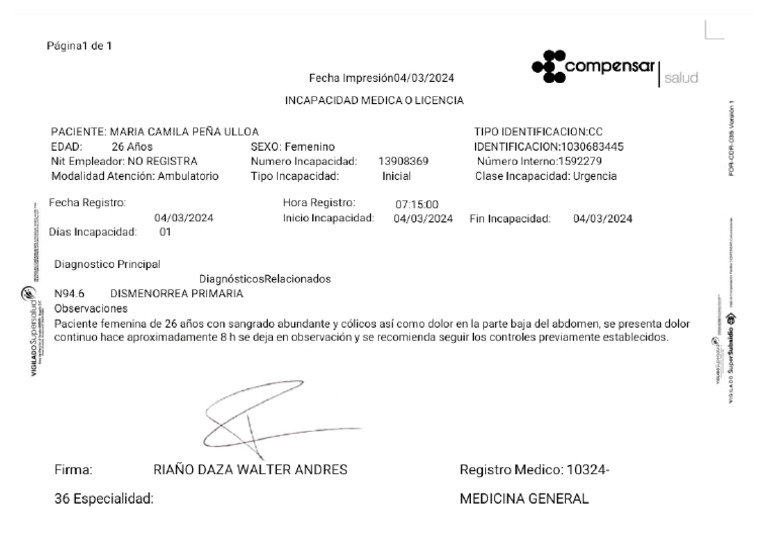 Incapacidad Compensar 04 | PDF